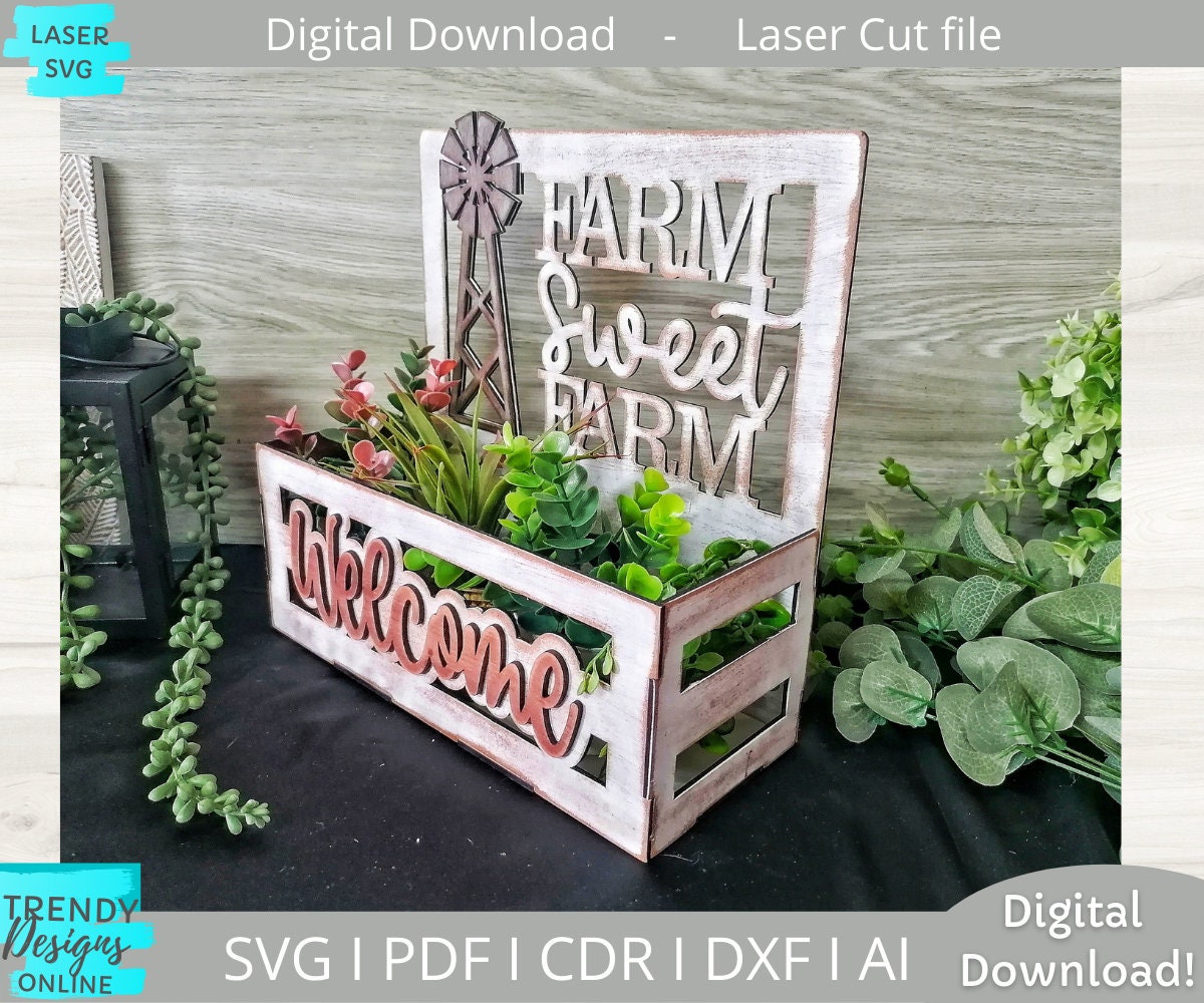 Windmill Planter Svg File Welcome Planter Svg Planter Box - Etsy