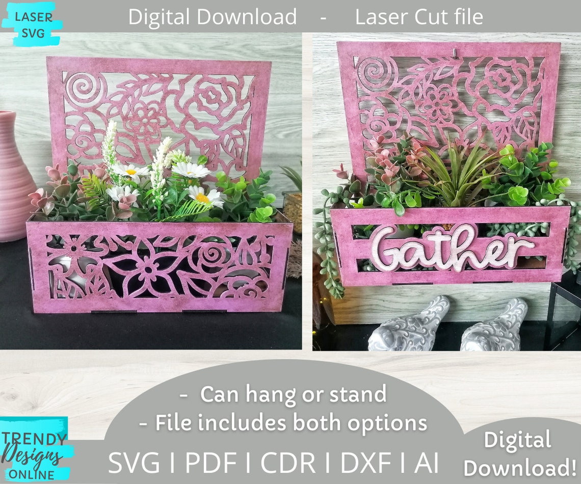 Floral Planter Svg File Gather Planter Svg Planter Box Svg | Etsy