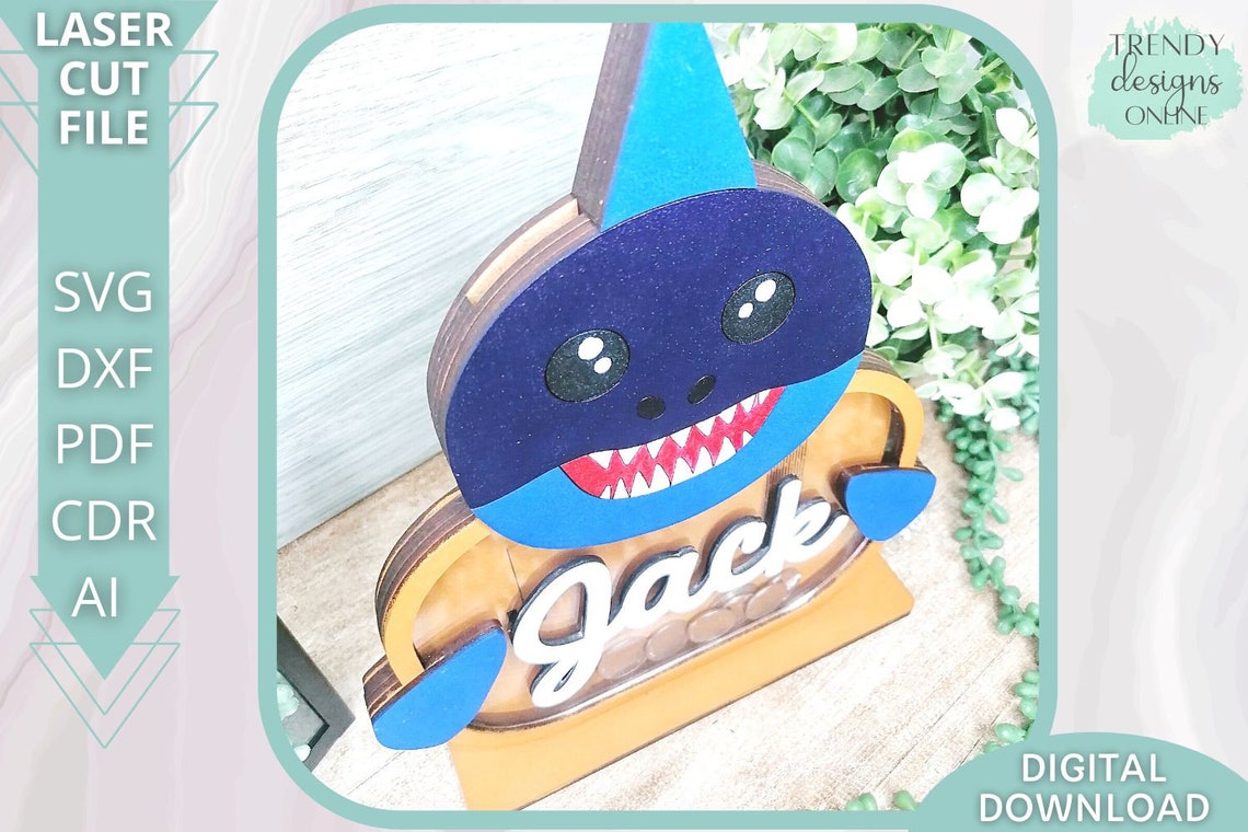 Shark Money Bank Svg Piggy Bank Box Svg Coin Box Svg Kids - Etsy