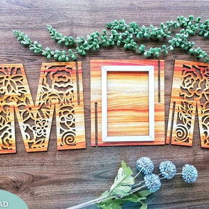 Mother's Day Photo Frame Svg, Floral MOM Foldable Photo Frame Glowforge ...