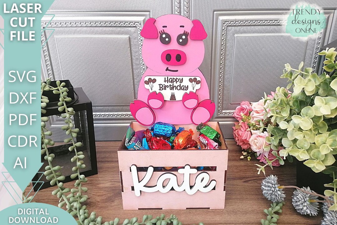 Pig Treats Crate Svg, Hamper Box Svg, Digital Download, Glowforge Ready ...
