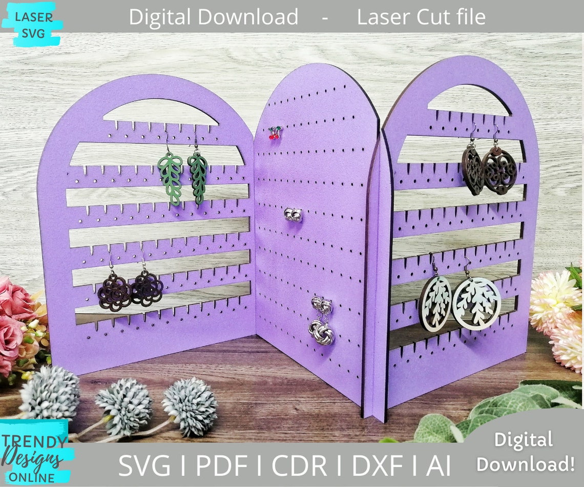 Floral Earrings Display Svg File Trio Jewelry Display Svg - Etsy