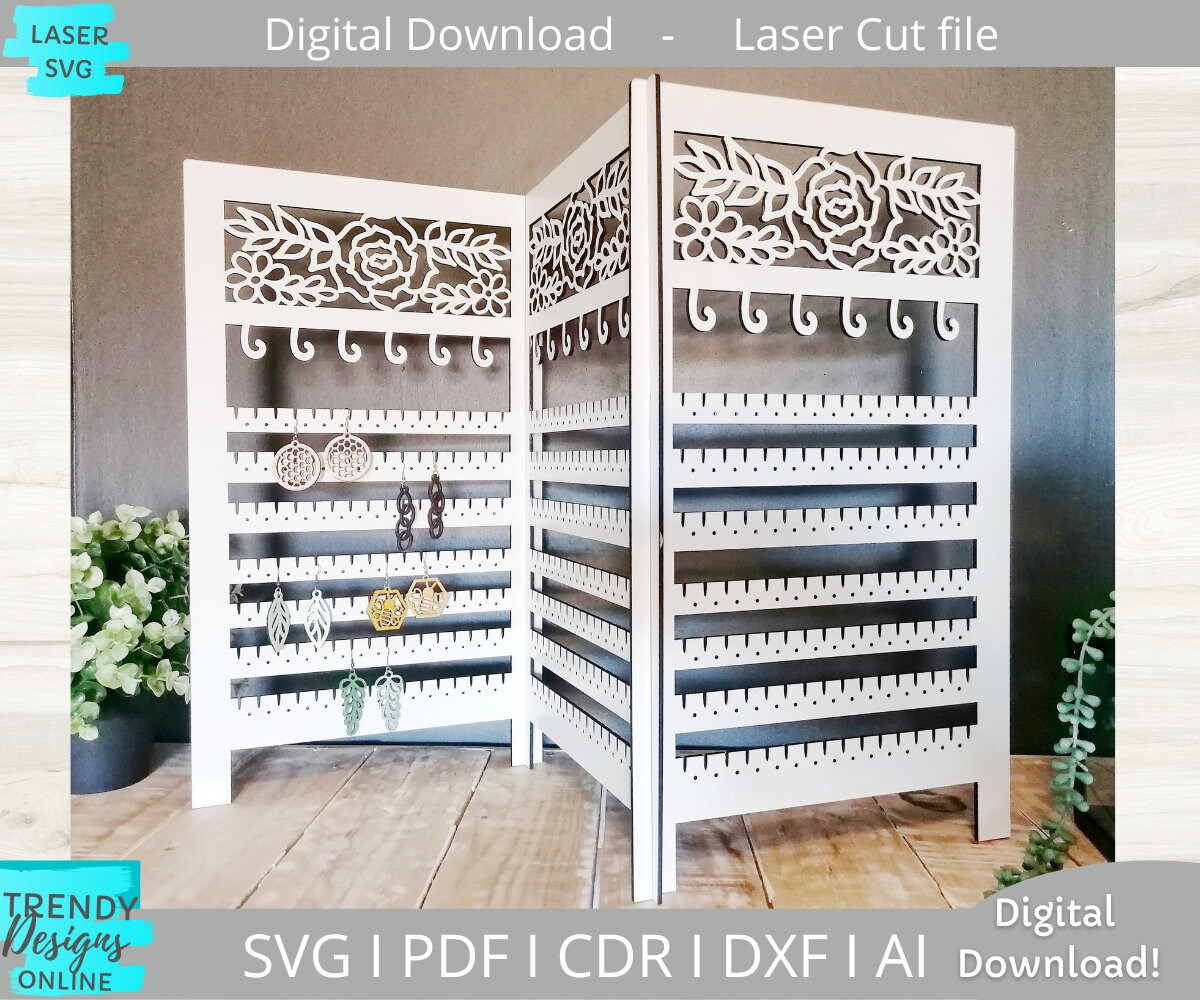 Floral Earrings Display Svg File Craft Market Jewelry Display - Etsy
