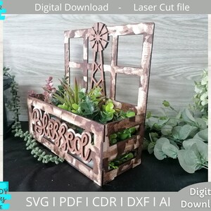 Windmill Planter Svg File, Blessed Planter Svg, Planter Box Svg ...