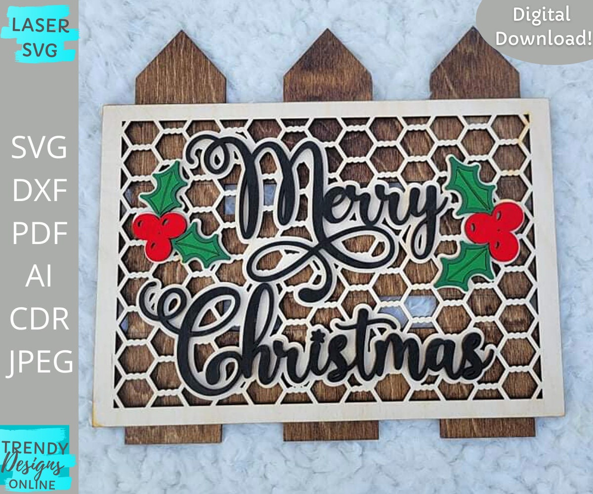 Merry Christmas Chicken Wire Sign Svg File Rustic Christmas - Etsy