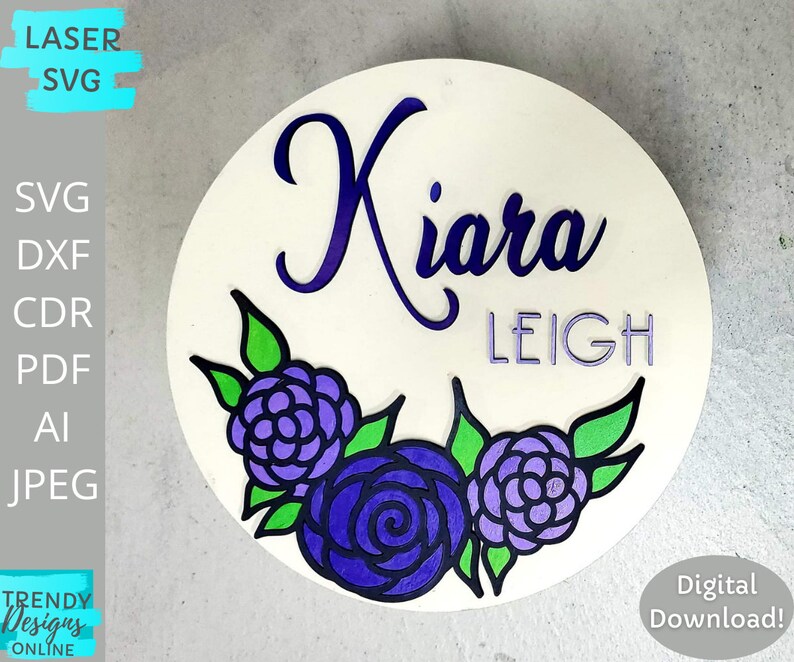 Digital Download Kiara Leigh Floral Laser Svg Nursery Floral - Etsy