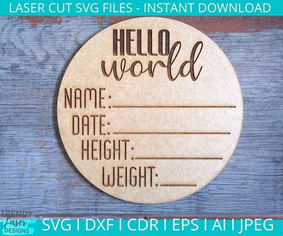 SVG File Hello World Baby Sign Laser Cut Files Glowforge SVG - Etsy
