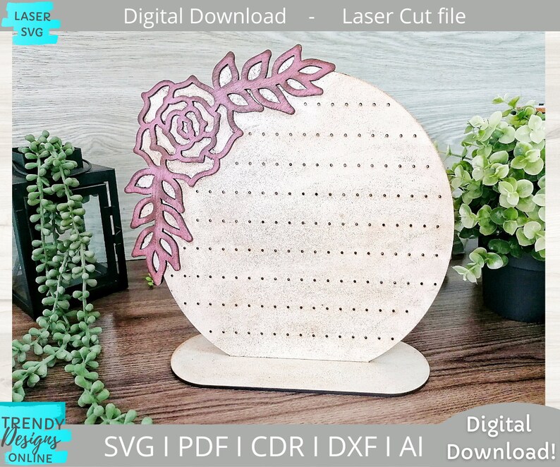 Circle Floral Earrings Display Stand Svg Jewelry Display Svg | Etsy