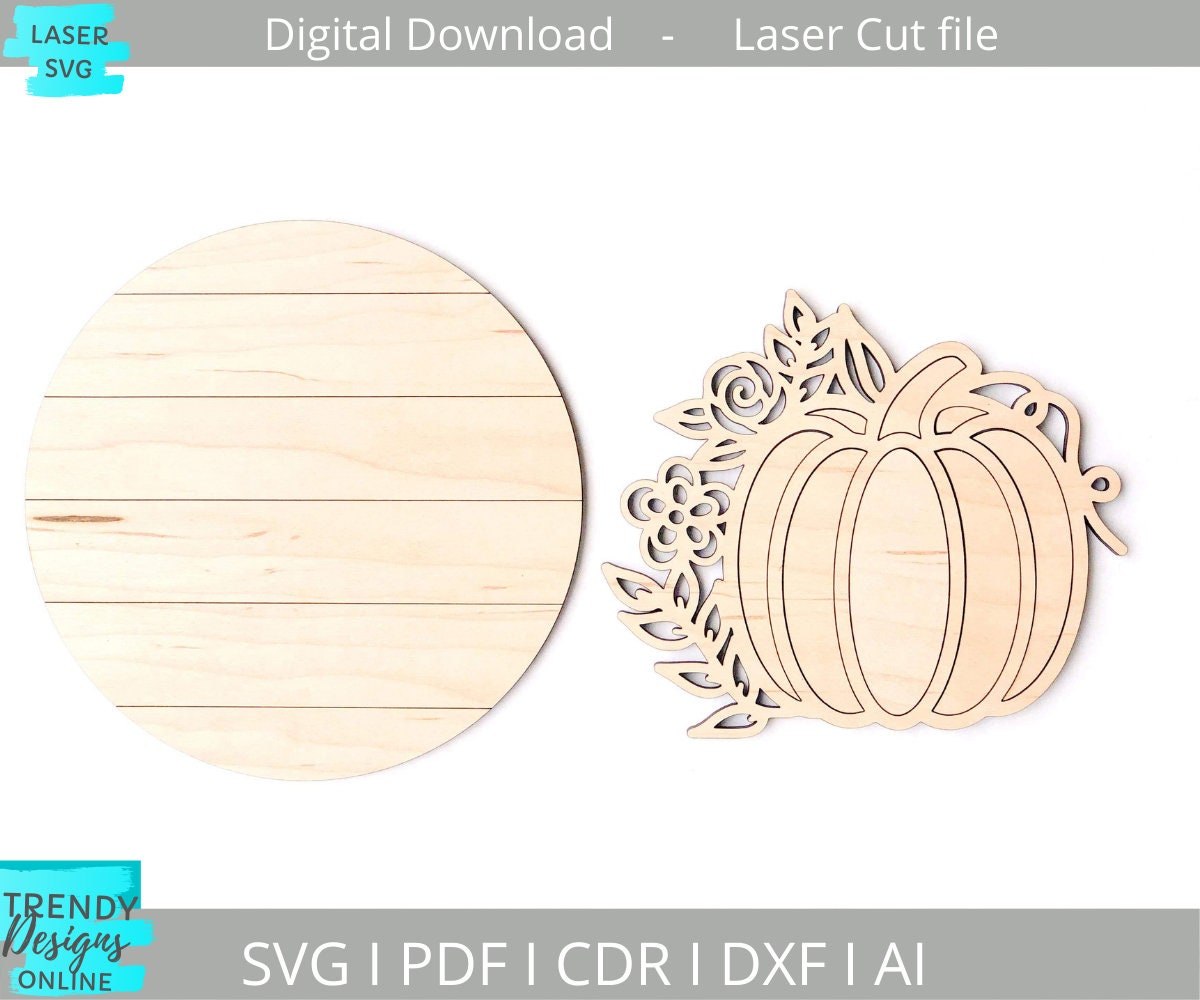 Floral Pumpkin Round Svg Fall Pumpkin Sign Svg Glowforge - Etsy