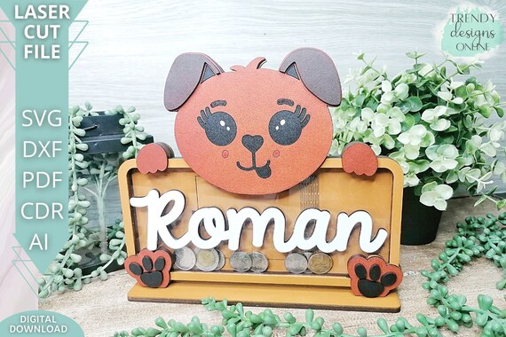 Puppy Money Bank Svg Dog Piggy Bank Box Svg Coin Box Svg - Etsy