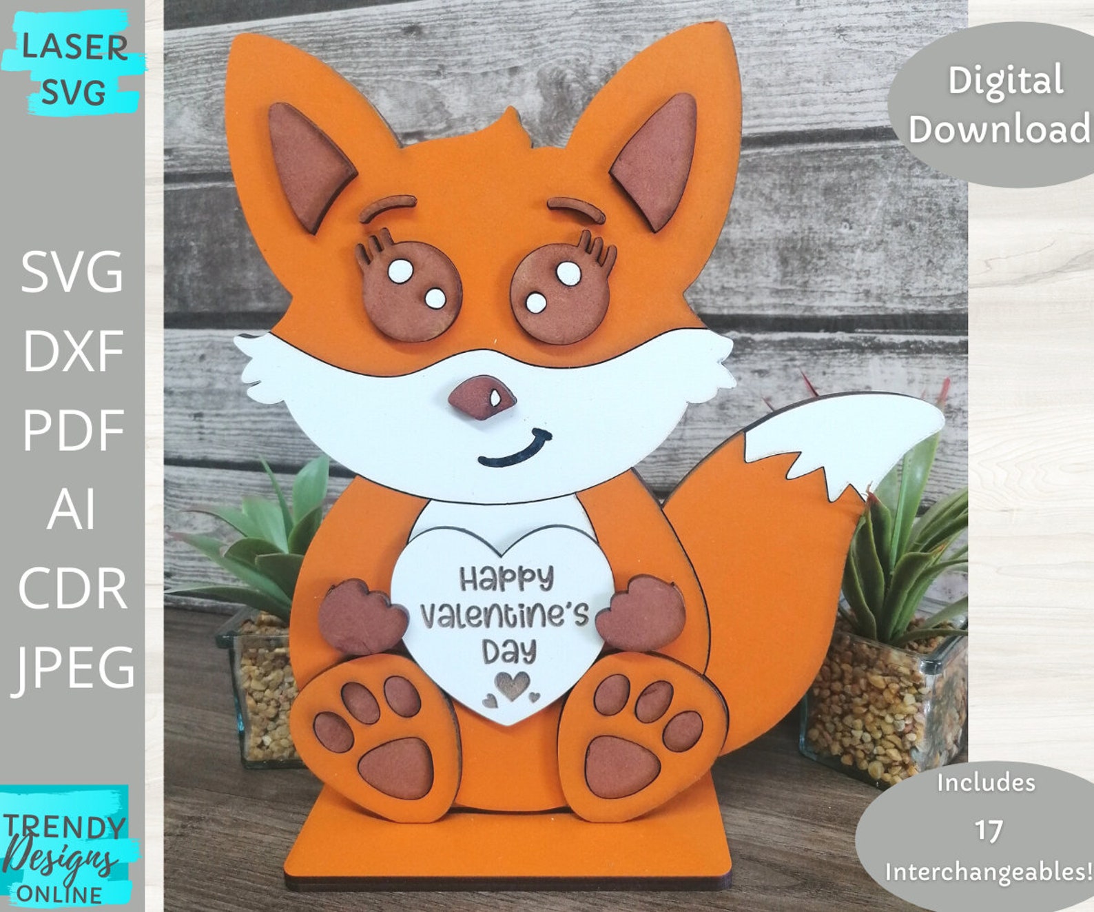 Fox Interchangeable Svg Freestanding Fox Svg Glowforge - Etsy