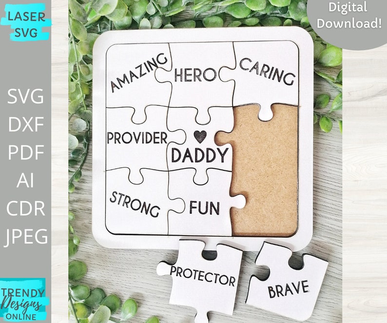 Father's Day Puzzle Svg Digital Download Glowforge Ready - Etsy