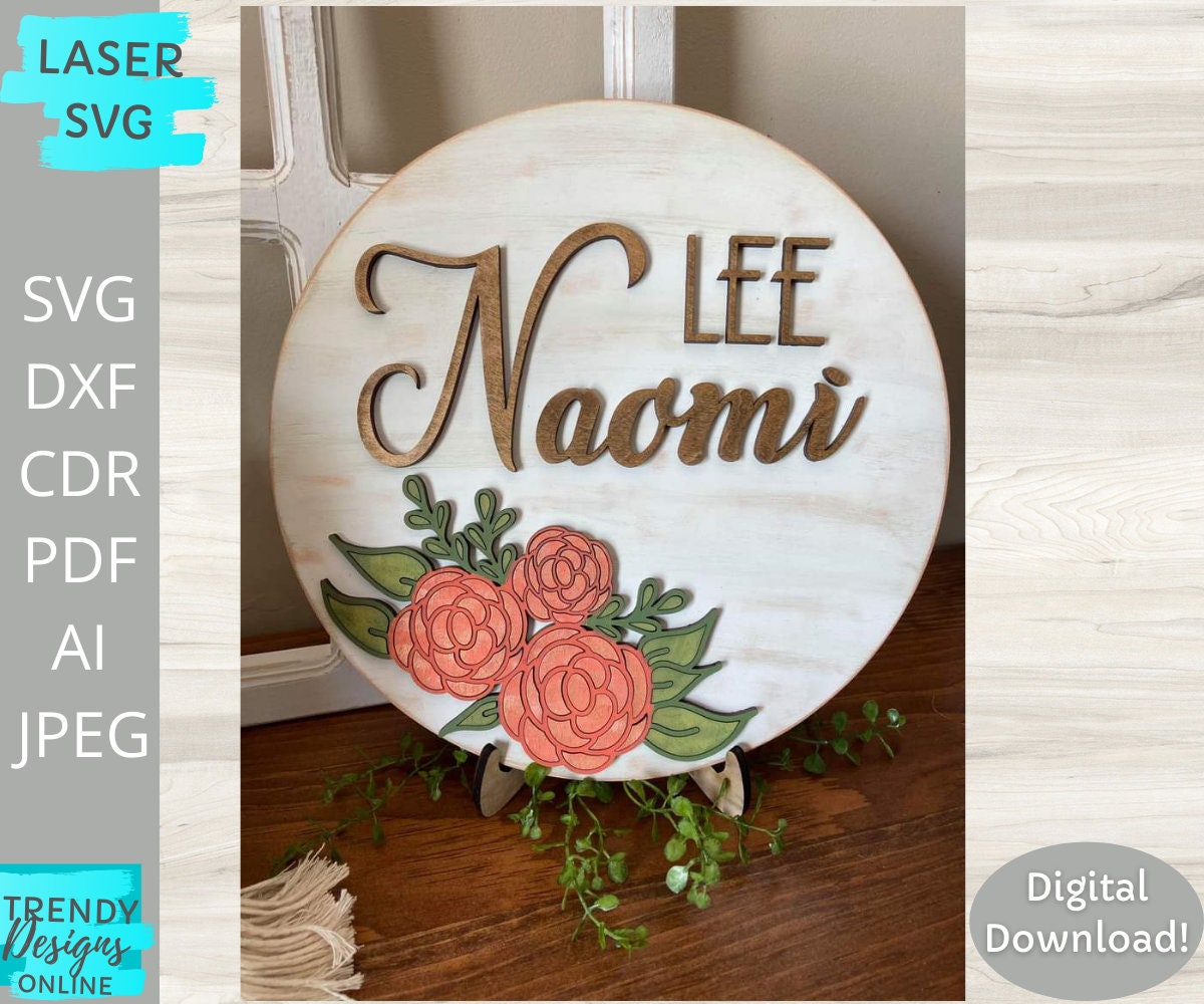 Digital download Naomi Lee Floral Laser svg Nursery floral | Etsy