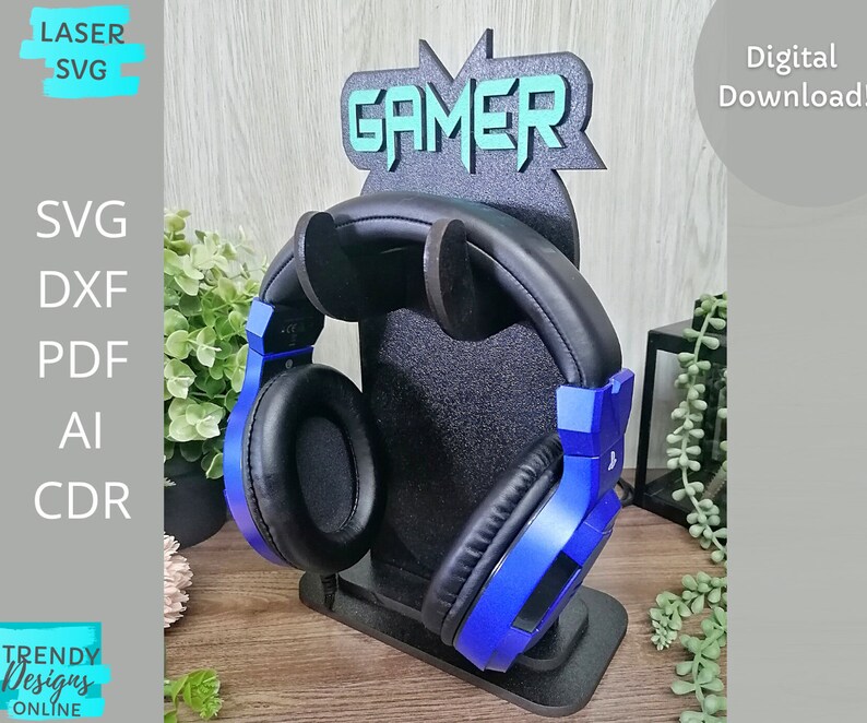 Gamer Headset Svg Headphones Stand Svg Glowforge Svg - Etsy