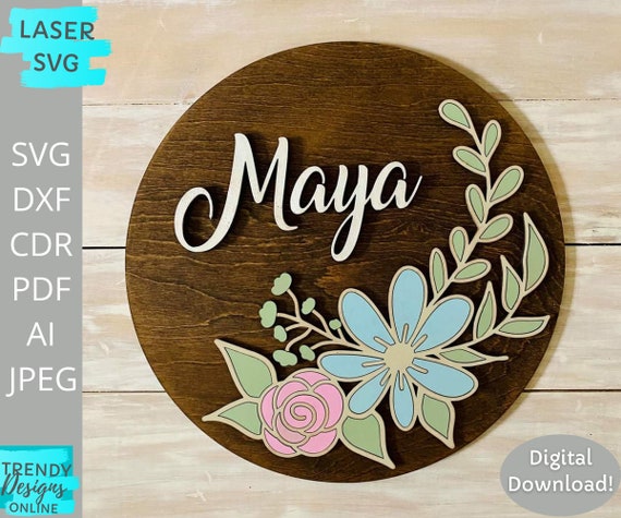Digital Download Maya Floral Laser Svg Nursery Floral Files - Etsy