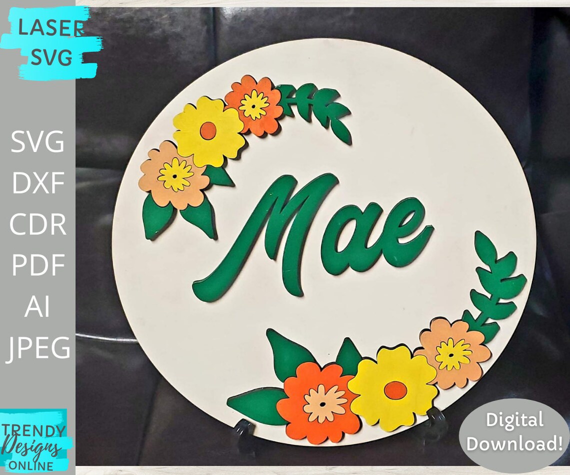 Digital Download Mae Floral Laser Svg Nursery Floral Files - Etsy