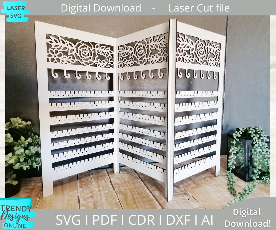 Floral Earrings Display Svg File, Craft Market Jewelry Display Svg ...