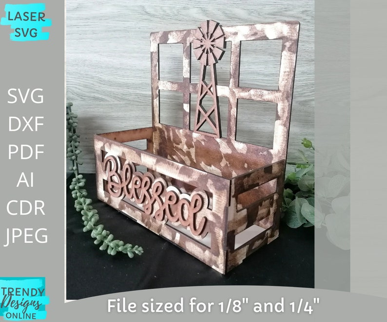 Windmill Planter Svg File Blessed Planter Svg Planter Box - Etsy