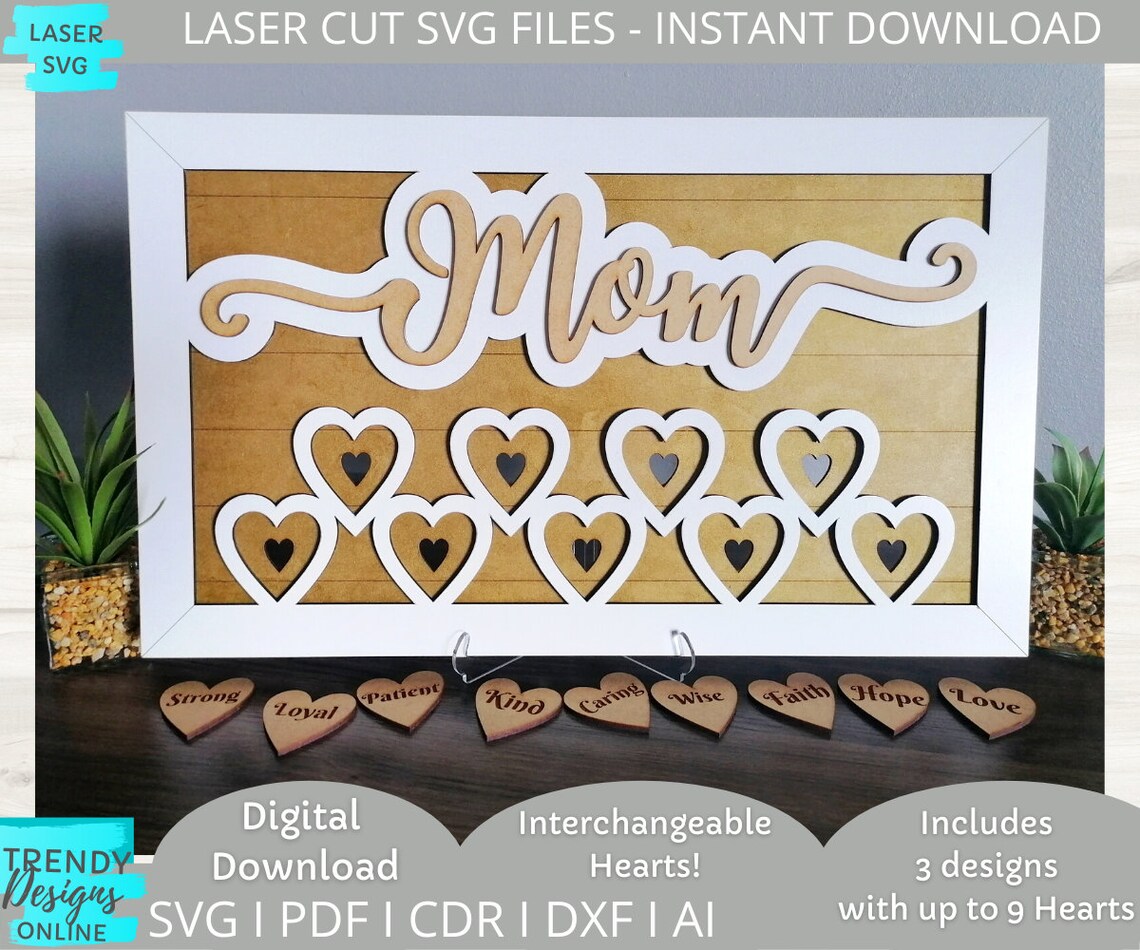 Mom Frame Svg Interchangeable Svg Hearts Interchangeable - Etsy