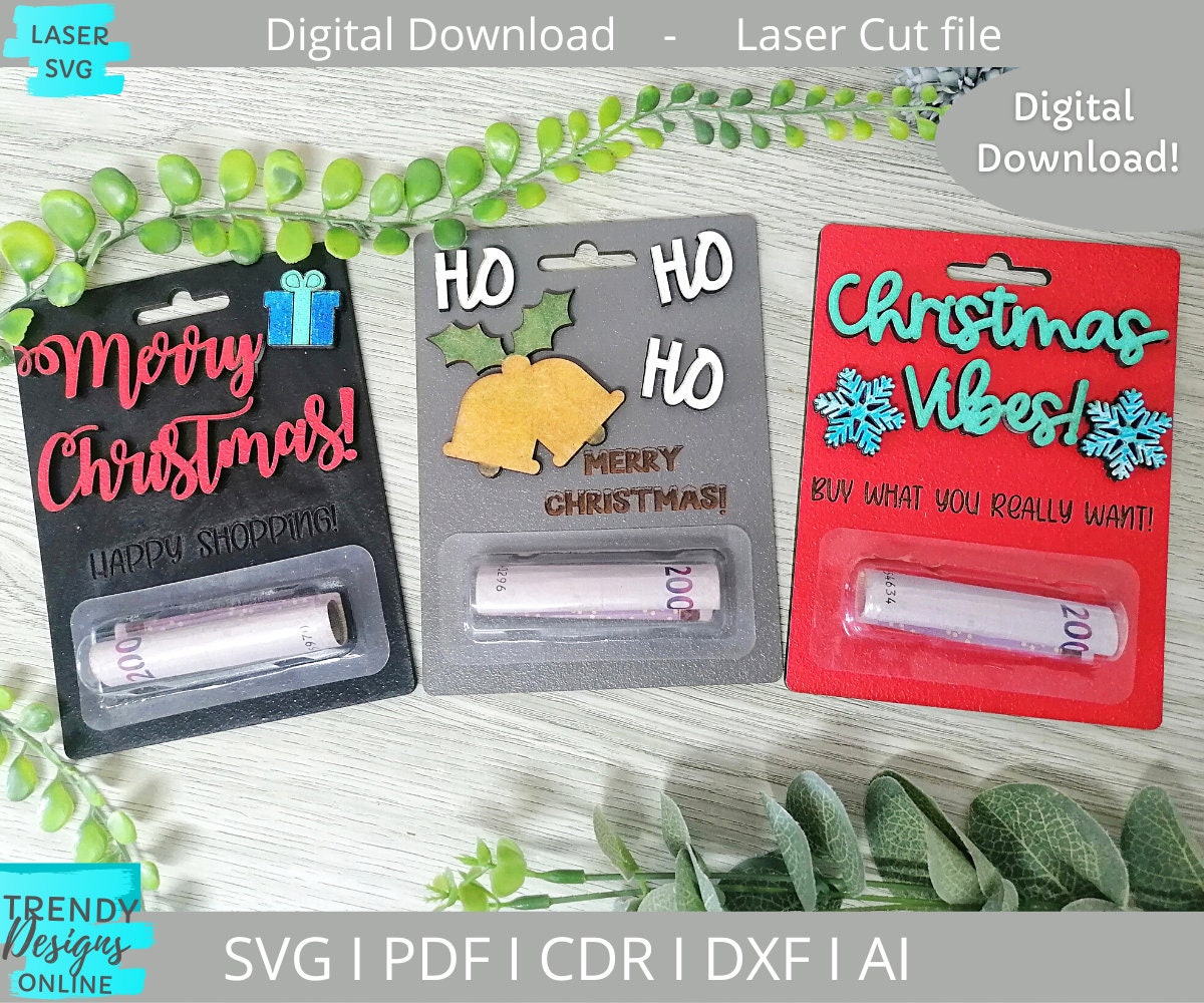 Christmas Money Cards Bundle Svg Lip Balm Pouch Card Svg - Etsy