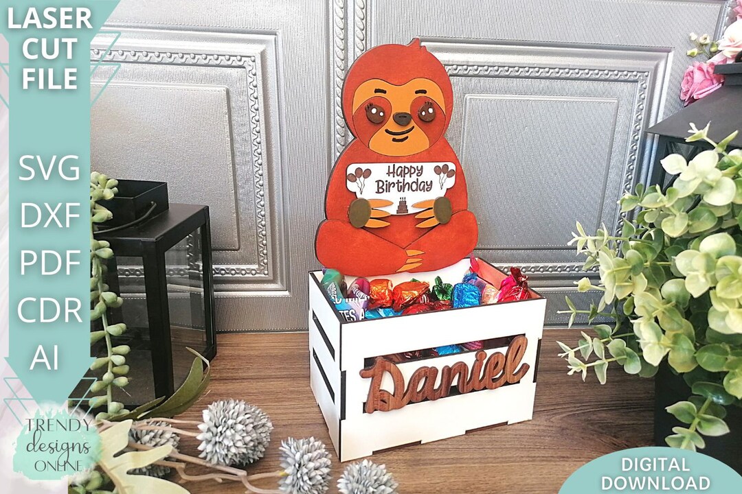 Sloth Treats Crate Svg, Hamper Box Svg, Digital Download, Glowforge ...