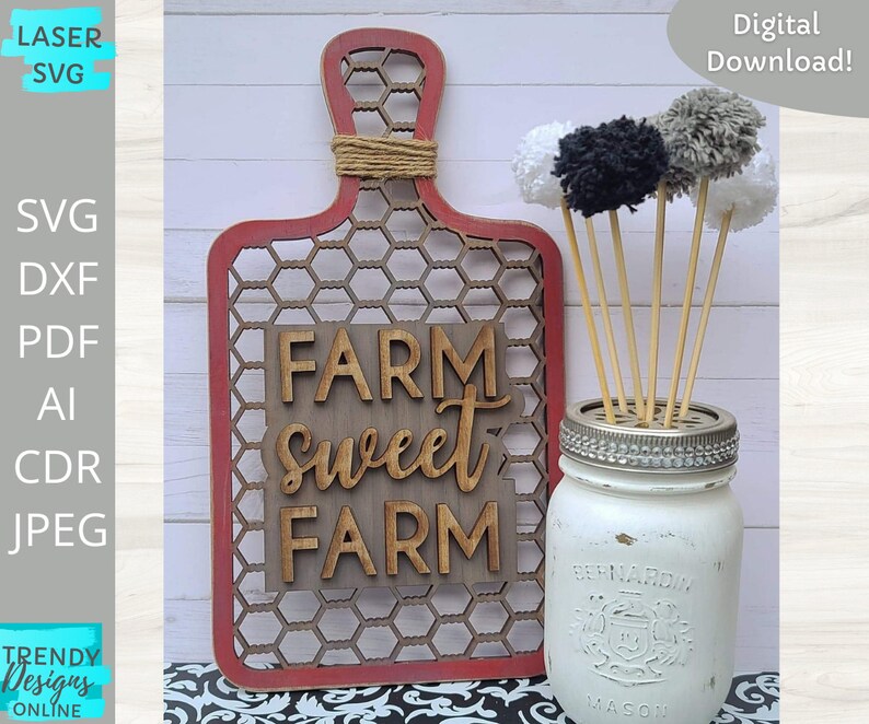 FARM Sweet FARM Decor Svg Farmhouse Cutting Board Decor Svg - Etsy