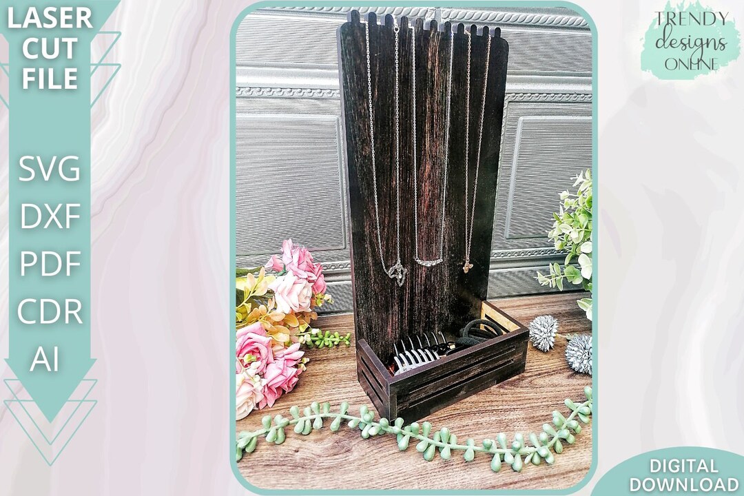 Necklace Display Jewelry Crate Stand Svg File, Jewelry Holder Svg File ...