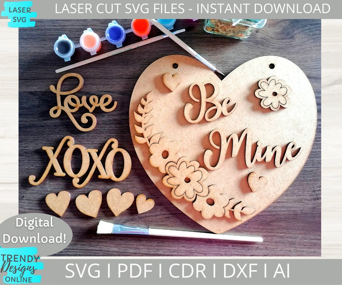Floral DIY Paint Kit Svg Hand Drawn Svg Valentines DIY Kit - Etsy