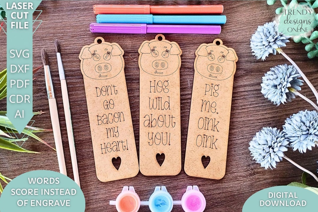 Pig Valentine's DIY Bookmarks Svg File, Classroom DIY Craft Svg ...