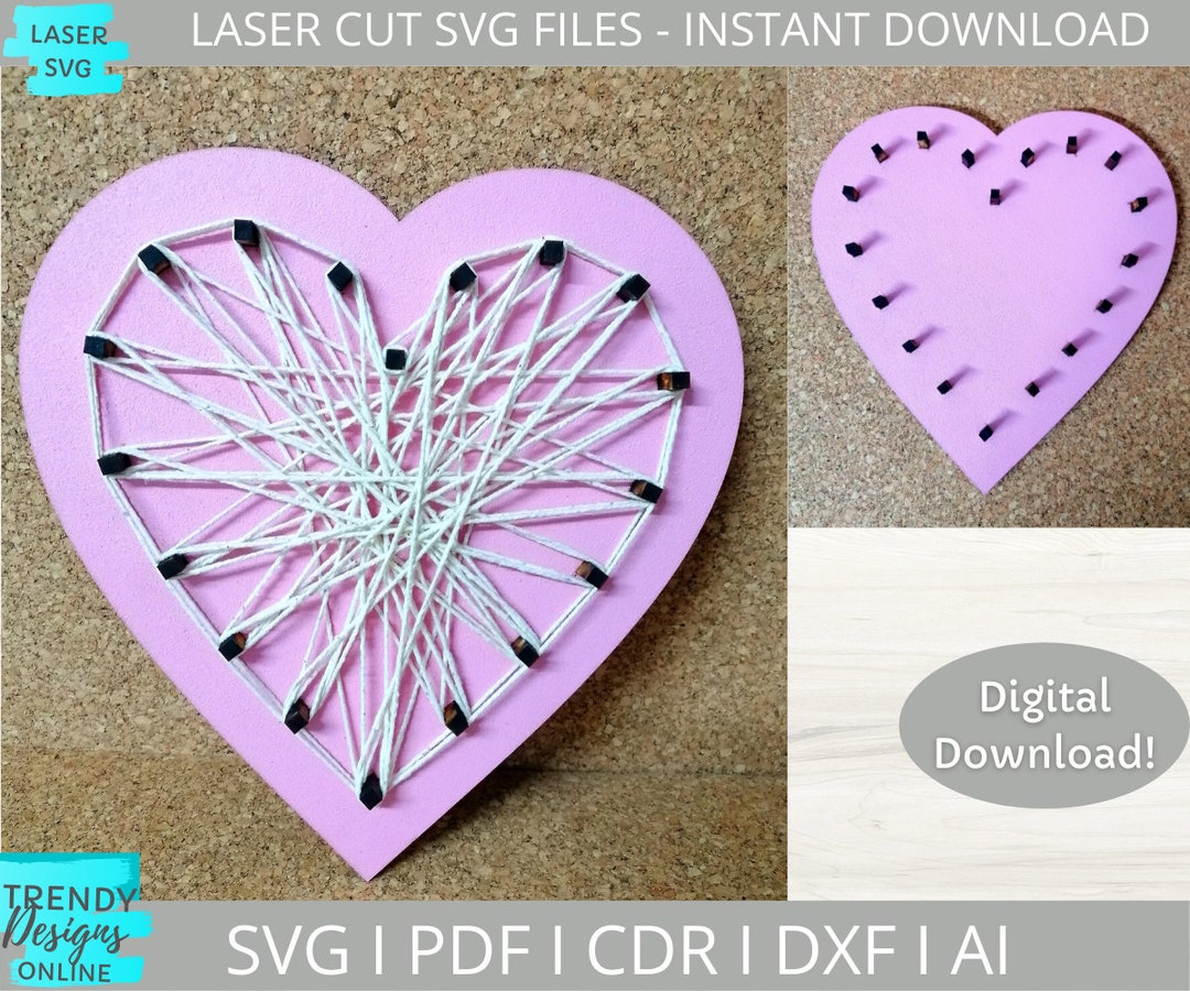 DIY Heart String Art Kit Svg, Digital Download, Laser Cut File ...