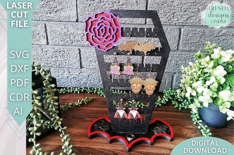 Coffin Earring Display Stand Svg Gothic Jewelry Stand Svg - Etsy