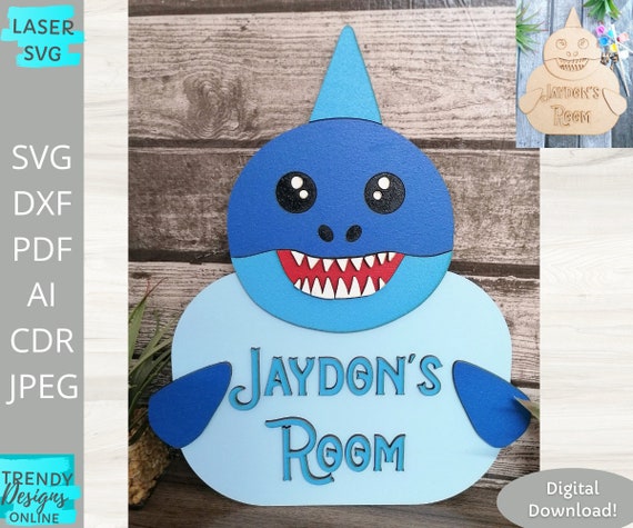 Shark Sign Svg DIY Paint Kit Svg Kids Door Sign Sea Nursery - Etsy
