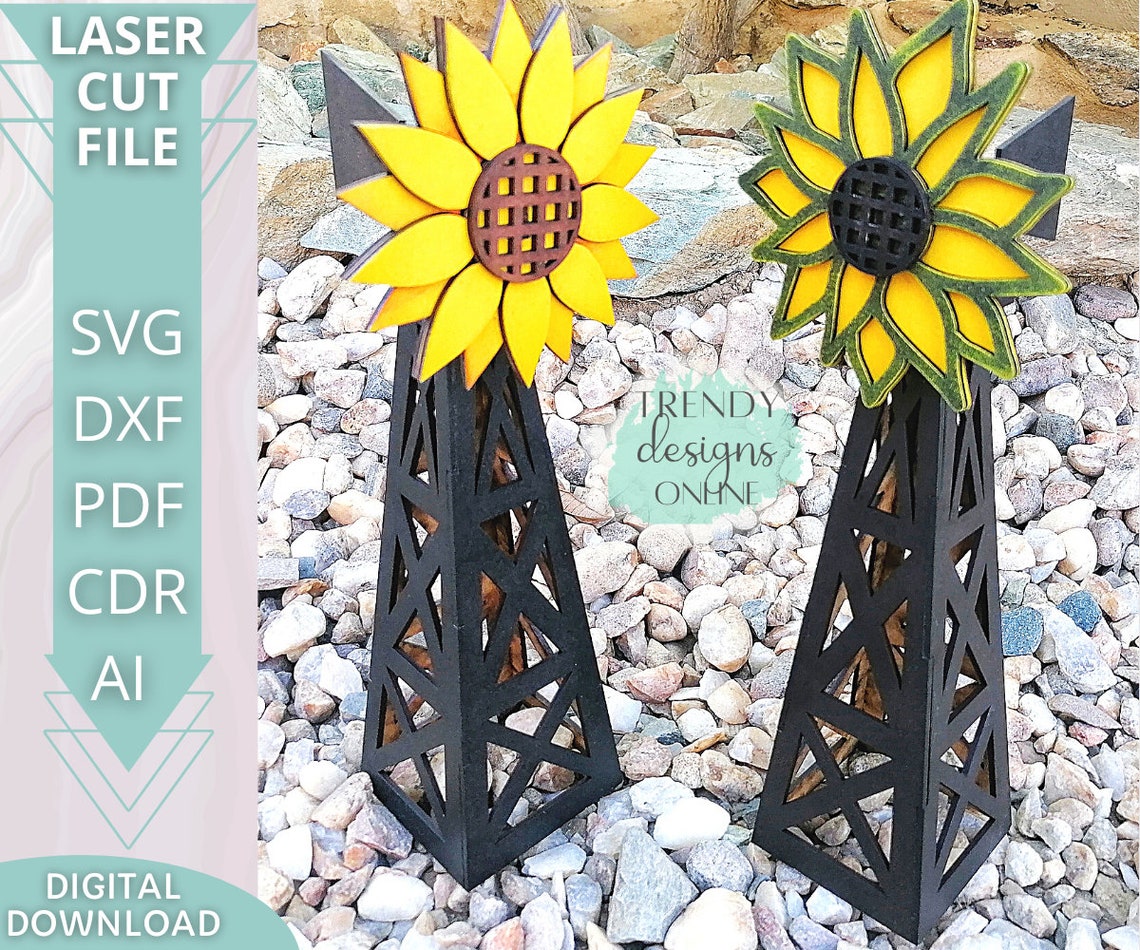 Sunflower Windmill Svg File 3D Windmill Svg Glowforge Ready - Etsy