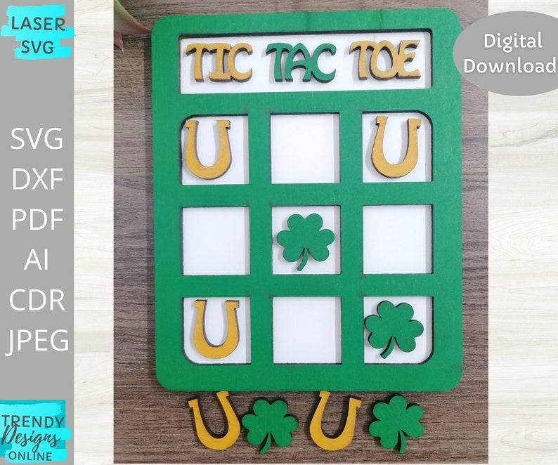 St. Patrick's Tic Tac Toe Svg St. Patty's Day DIY | Etsy