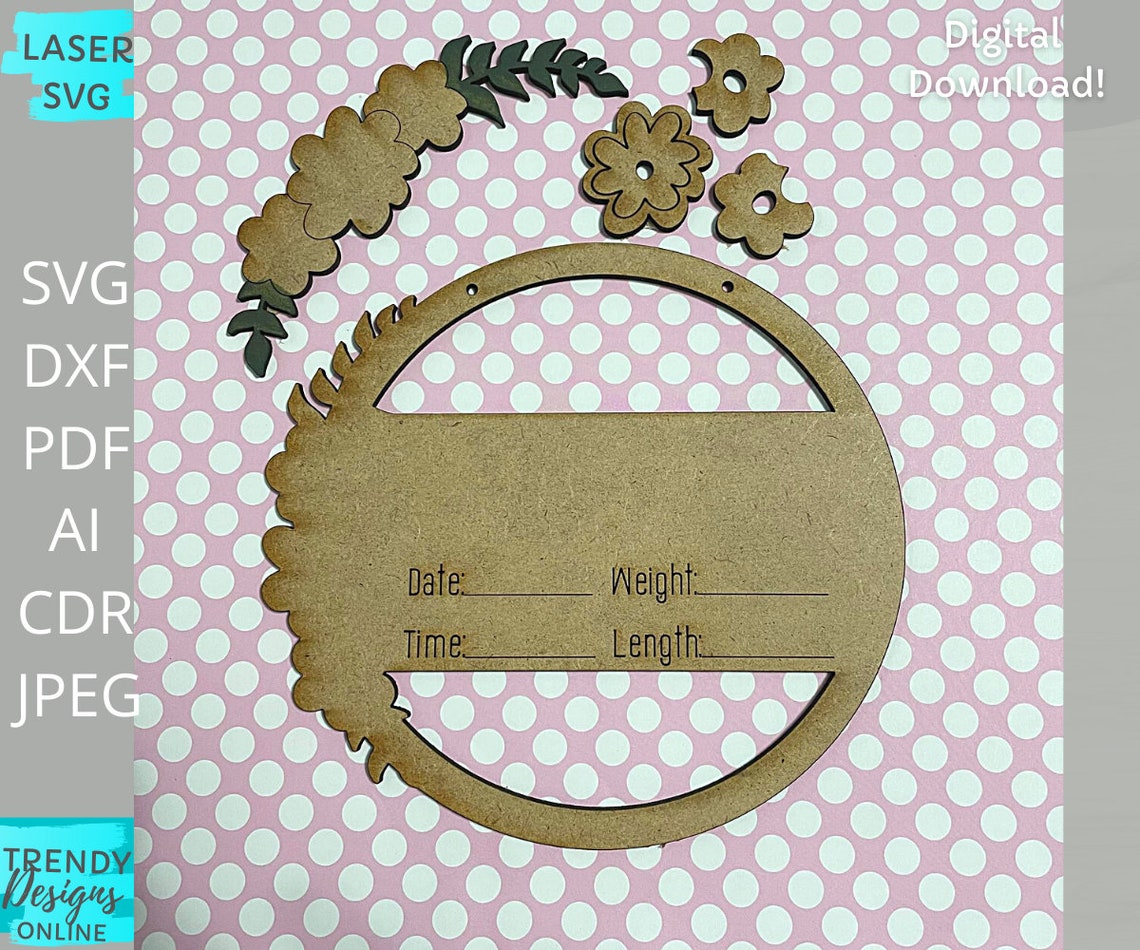 Birth Stat Svg Floral Birth Announcement Svg Nursery Sign - Etsy