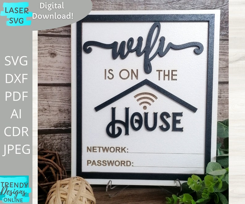 Wifi Sign Vg Wifi Password Sign Svg Guest Room Sign Svg | Etsy