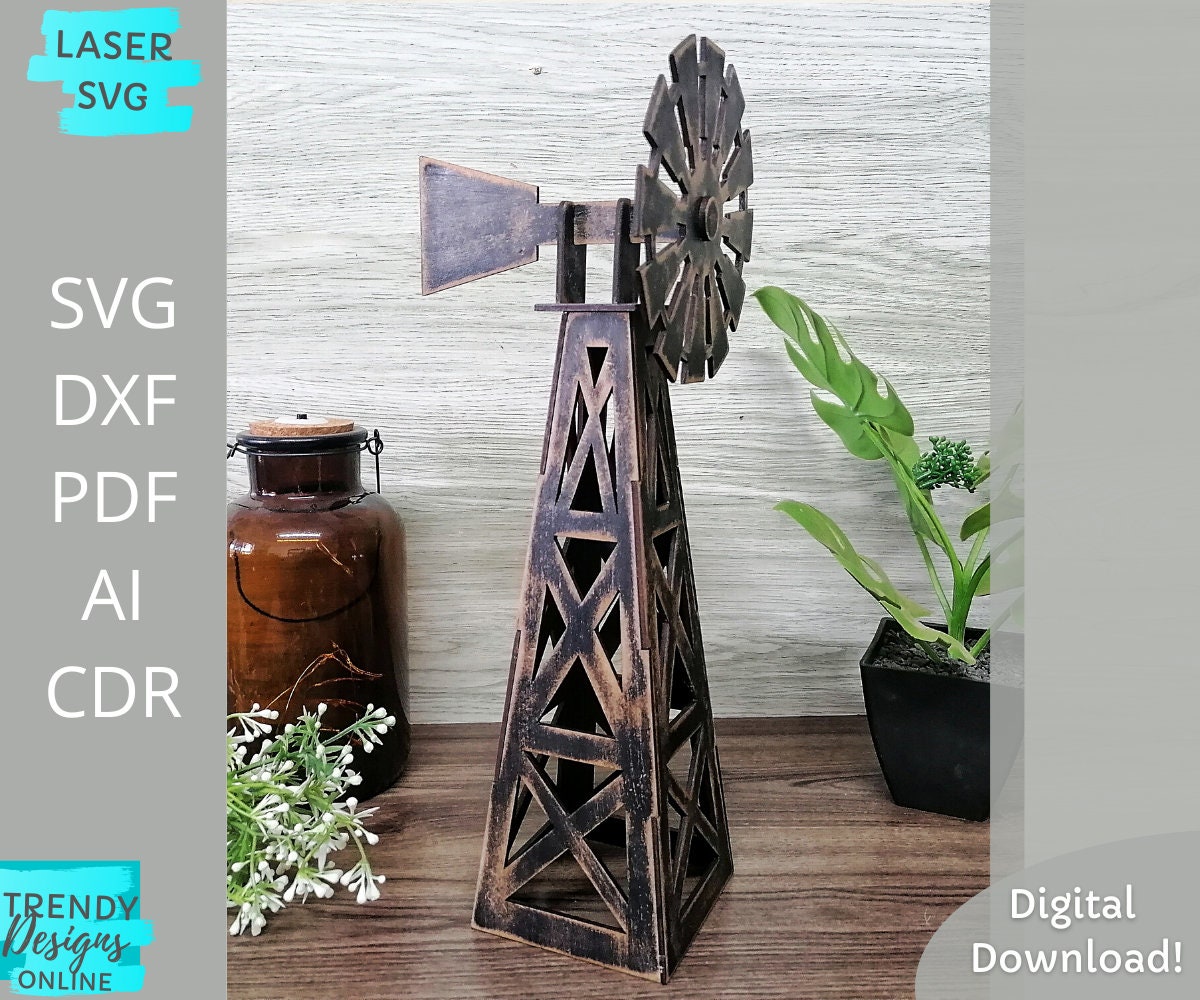 3D Windmill Svg File Small Windmill Svg Glowforge Ready - Etsy Australia