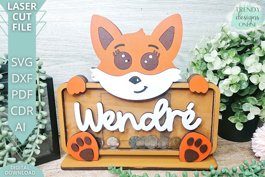 Fox Money Bank Svg Piggy Bank Box Svg Coin Box Svg Kids - Etsy