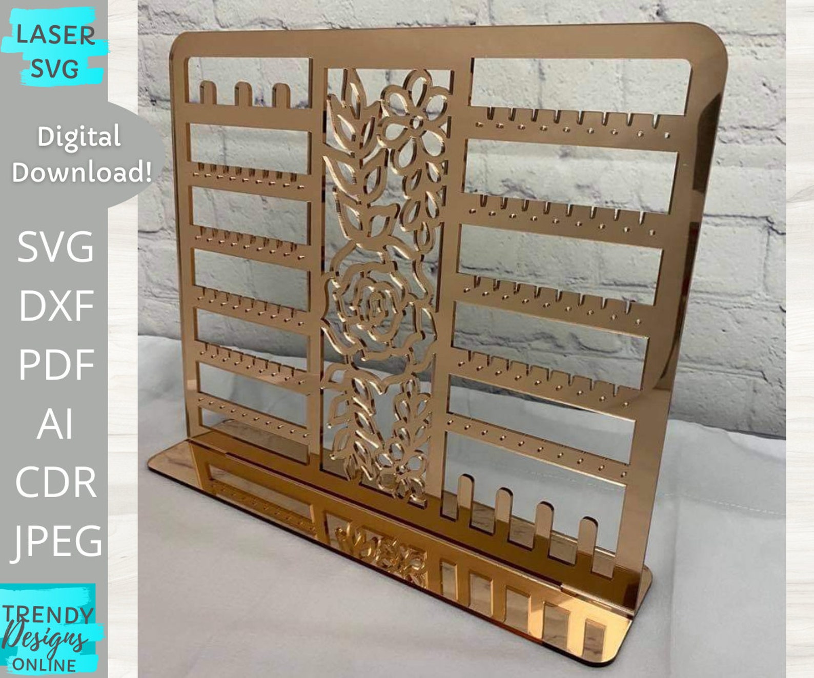 Floral Earrings Display Stand Svg Jewelry Display Svg - Etsy Canada