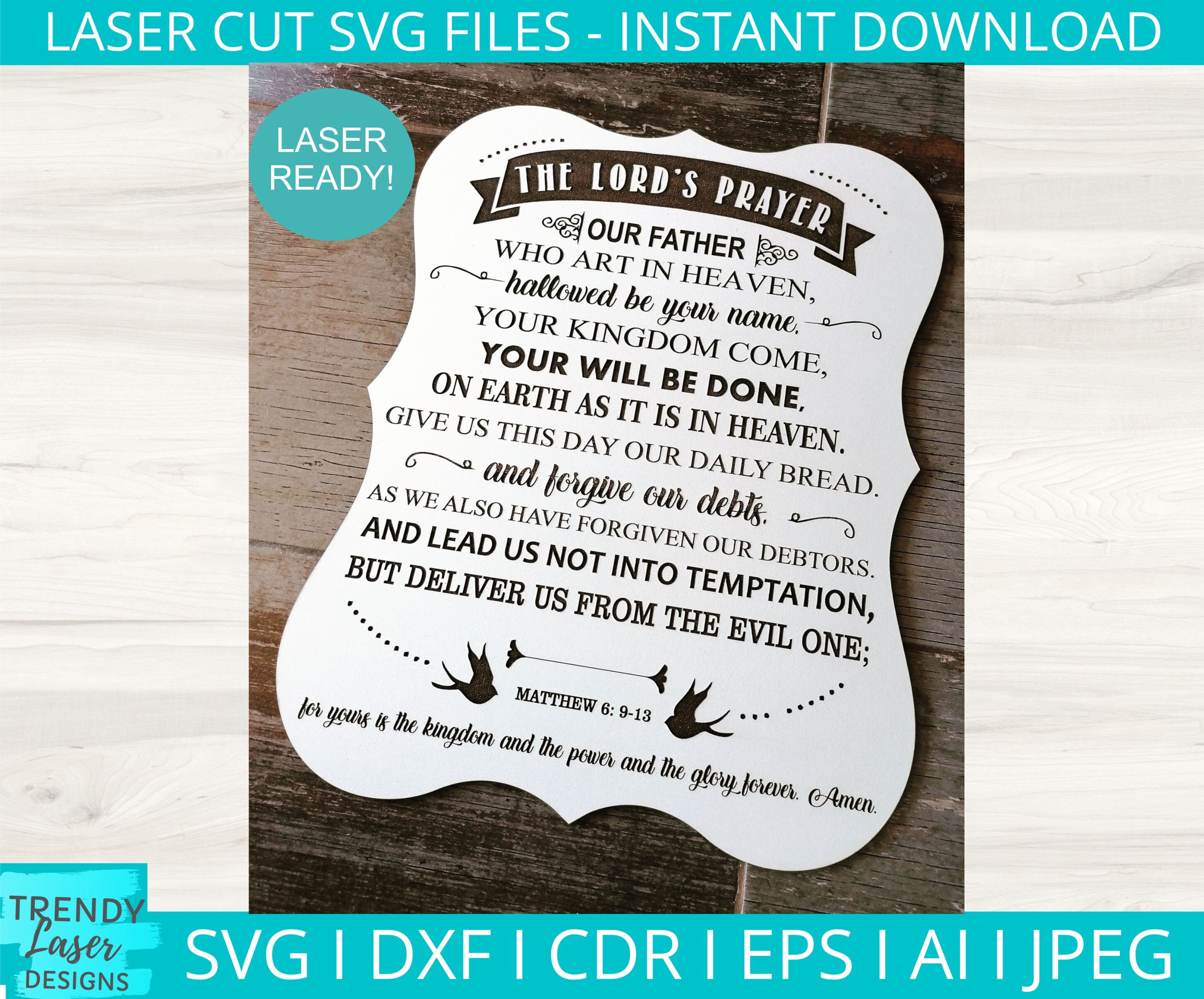 Lords Prayer Svg Religious Svg Glowforge Svg Laser Cutter - Etsy Australia