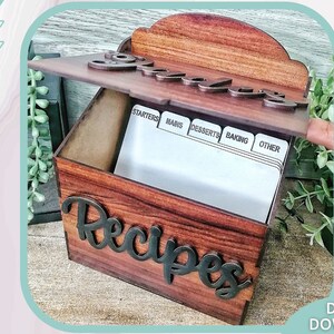 Recipes Box With Lid Svg File, Recipe Cards Box With Dividers Svg File ...