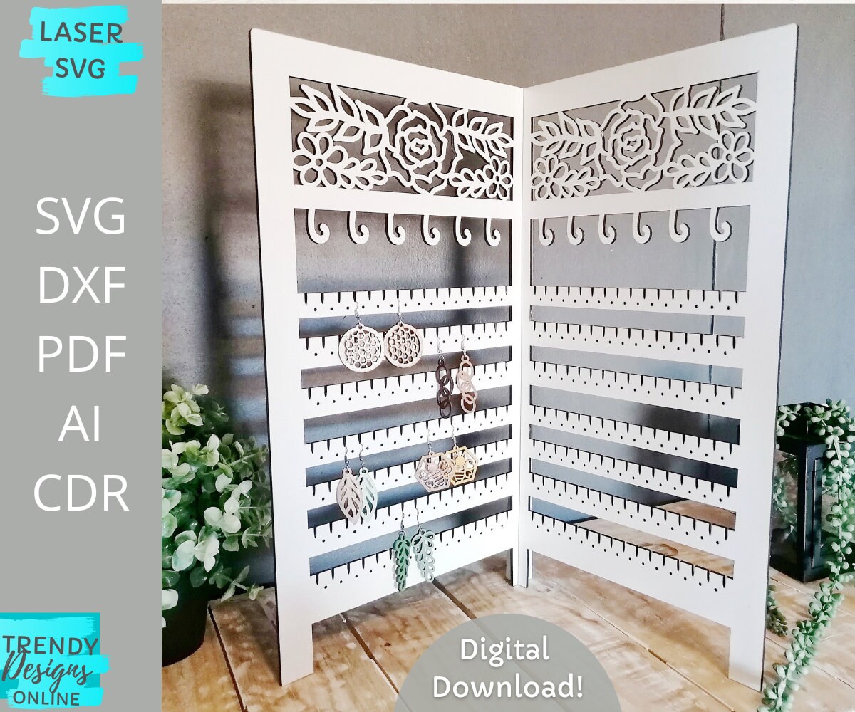 Floral Earrings Display Svg File Craft Market Jewelry Display - Etsy