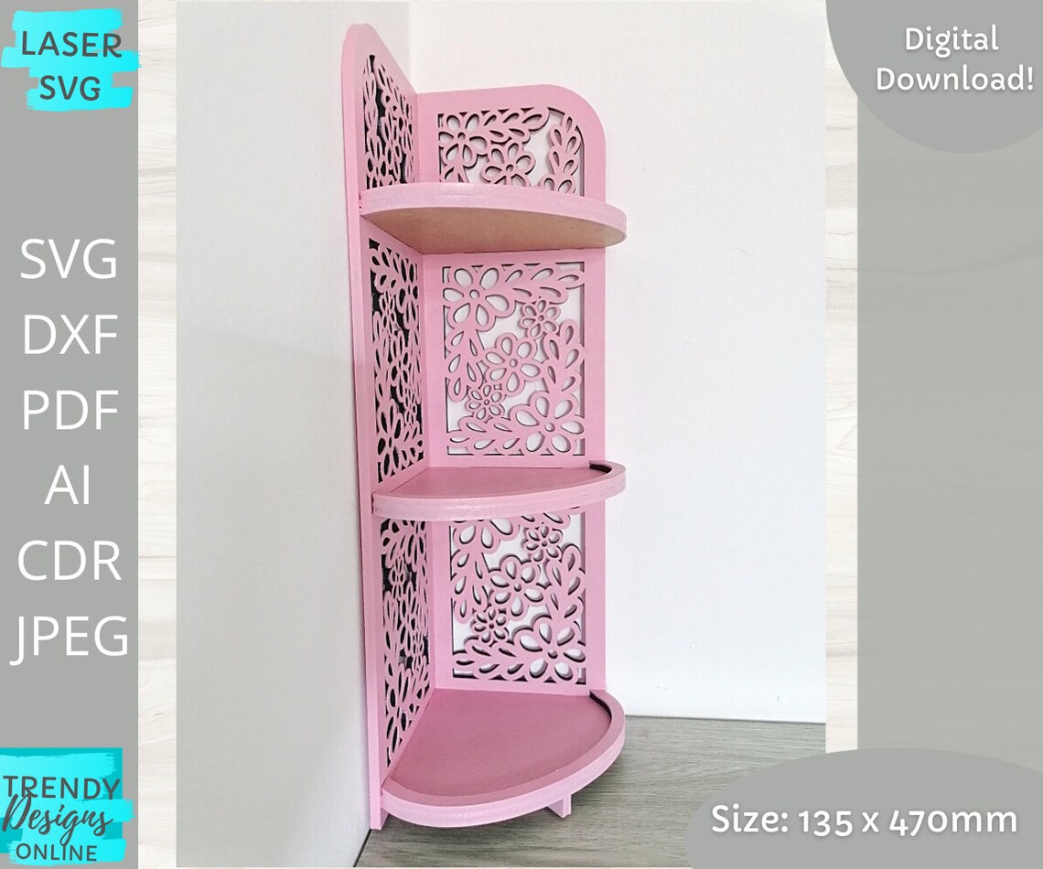 Floral Corner Shelf Svg Bathroom Shelf Svg Display Stand - Etsy