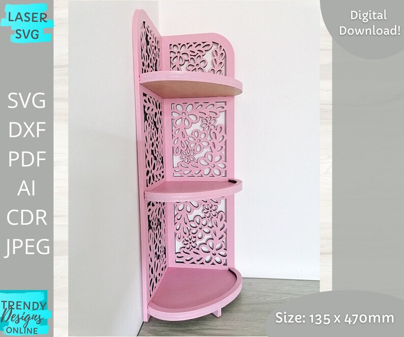 Floral Corner Shelf Svg Bathroom Shelf Svg Display Stand - Etsy