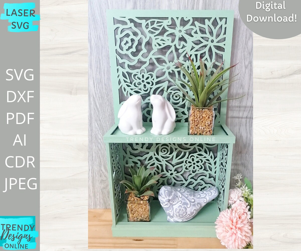 Hand Drawn Floral Display Shelf Svg Glowforge Ready Svg | Etsy