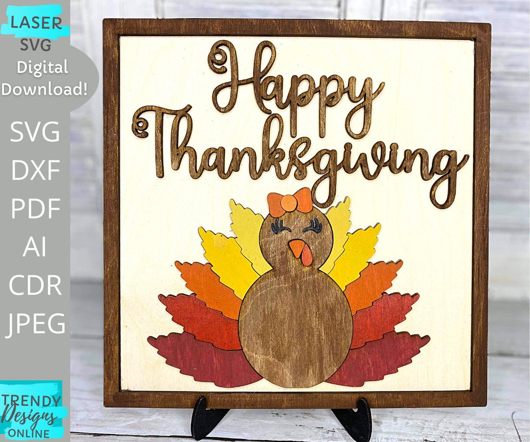 Happy Thanksgiving Turkey SVG, Turkey Door Hanger Svg, Digital Download ...