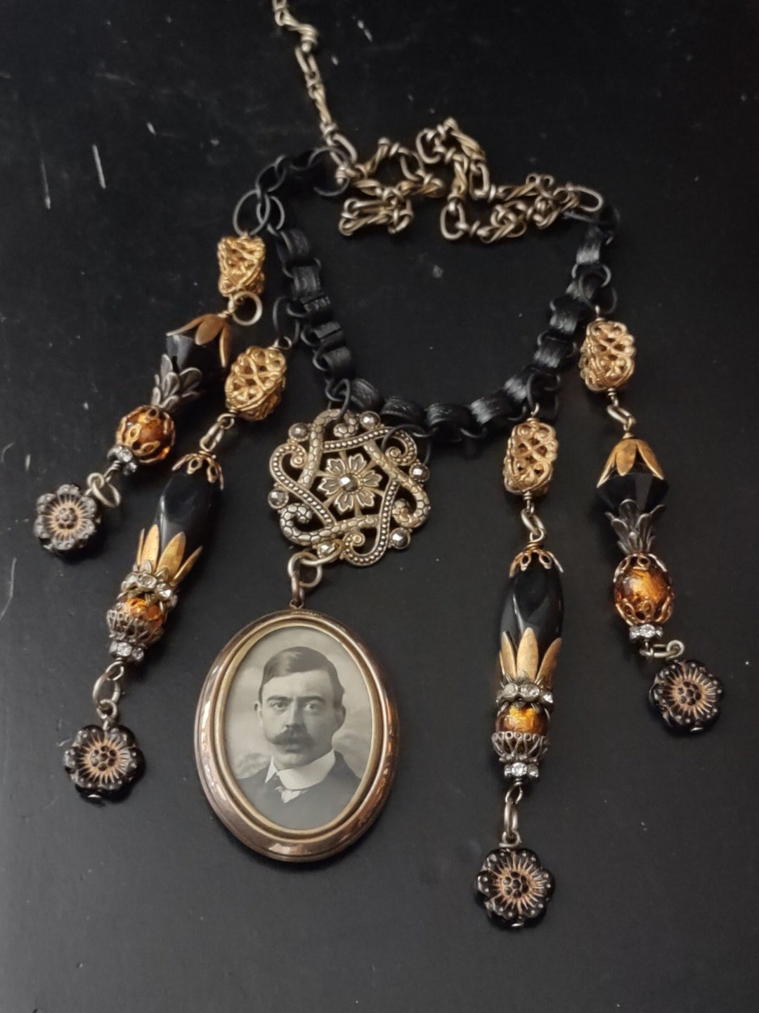 Antique Victorian Memento Mori Assemblage Necklace - Etsy