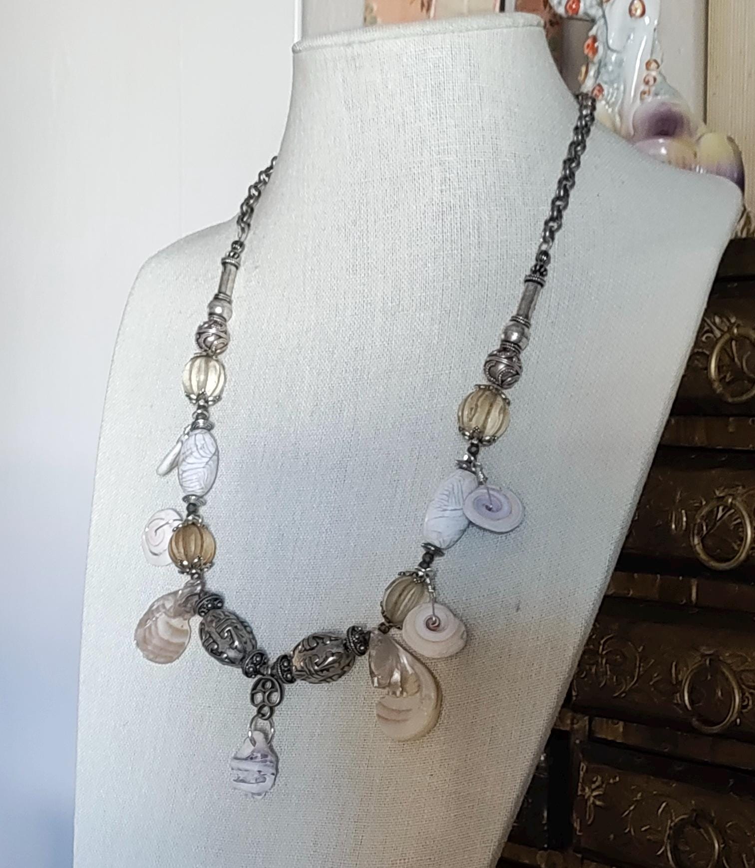Vintage Tibetan Silver, Chank Shell, African Trade Melon Bead ...