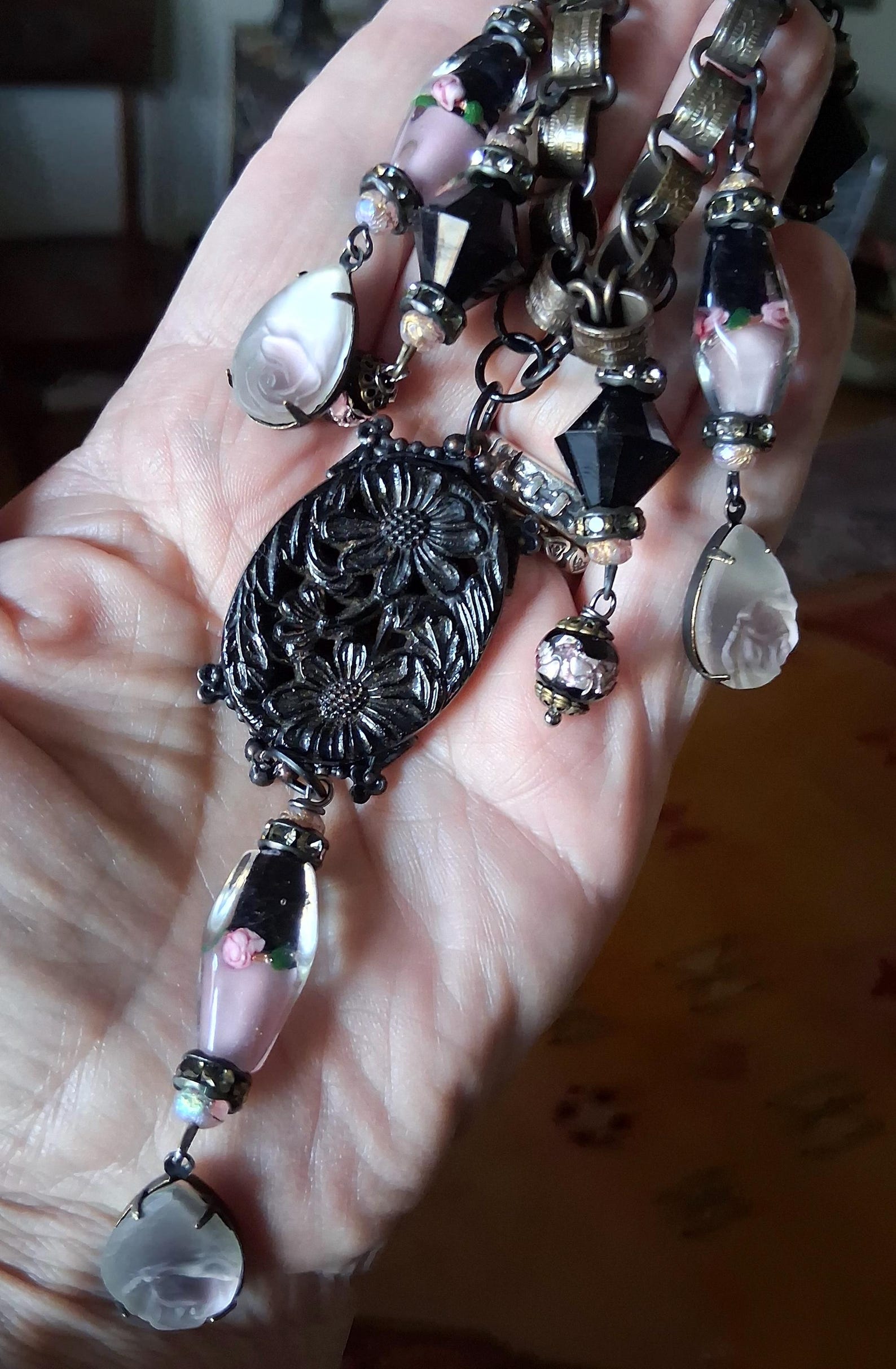 Victorian Gothic Style Vintage Bead Assemblage Necklace - Etsy