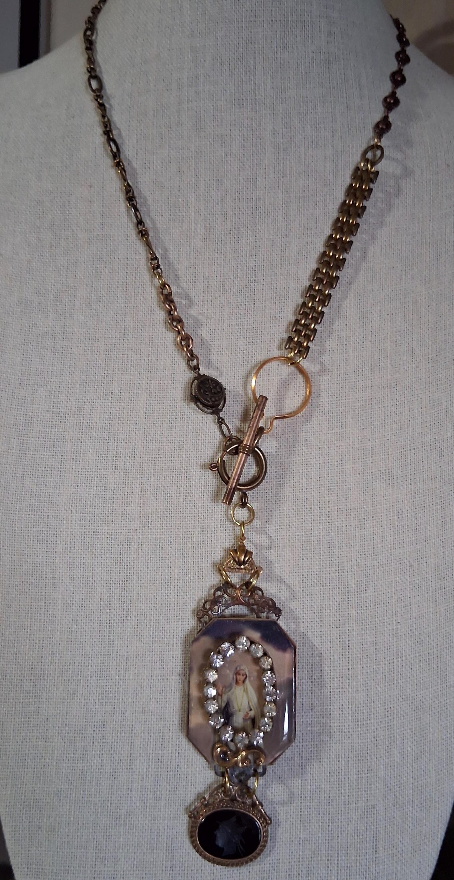 Vintage Religious Pendant and Watch Fob Assemblage Necklace - Etsy